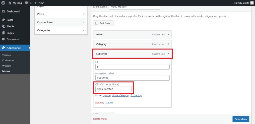 Cara Membuat Button Di Header Wordpress - Ostife